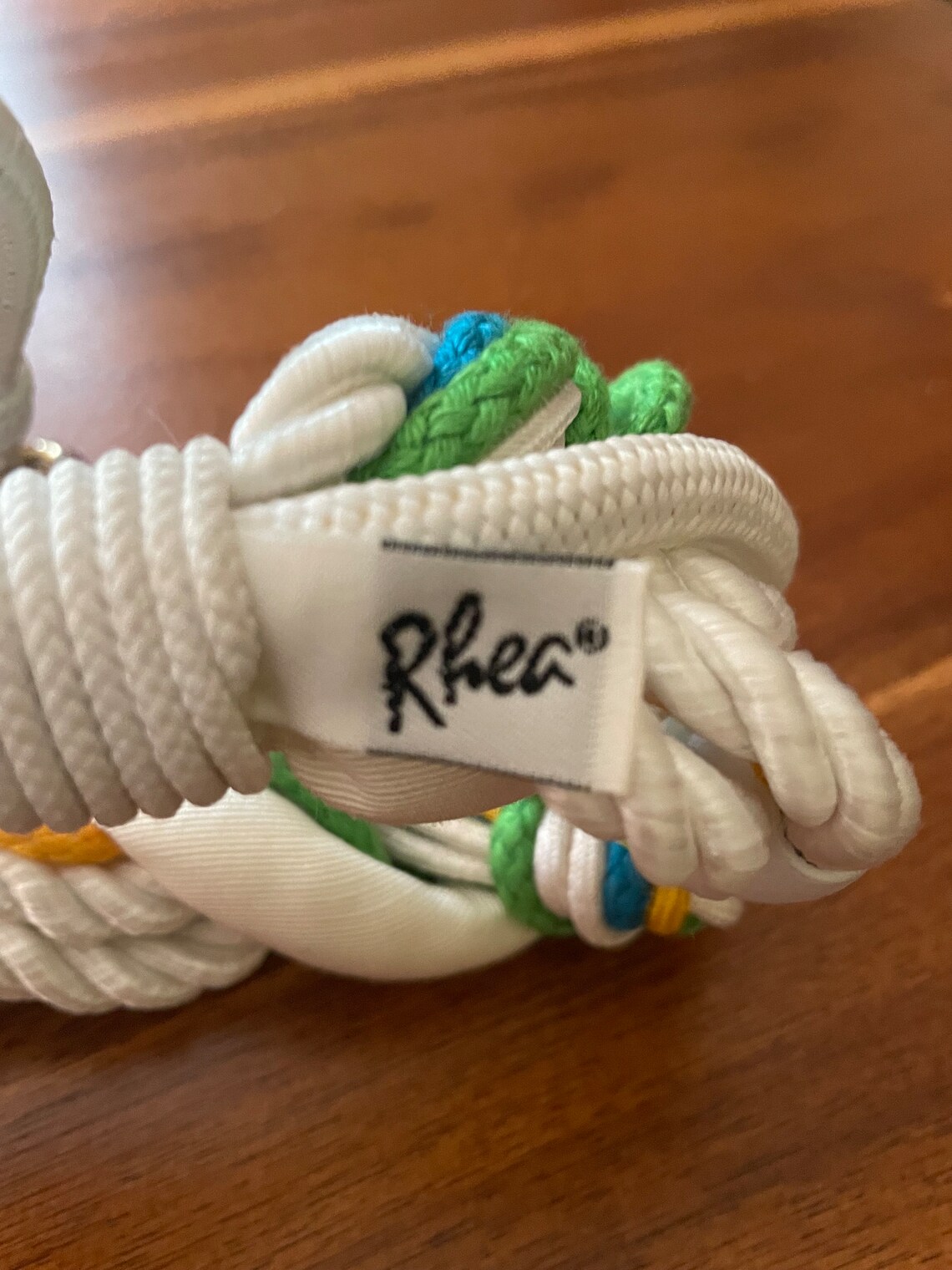Vintage 80s Rhea White Braided Beaded Belt Green Blue 32" Women M for ...