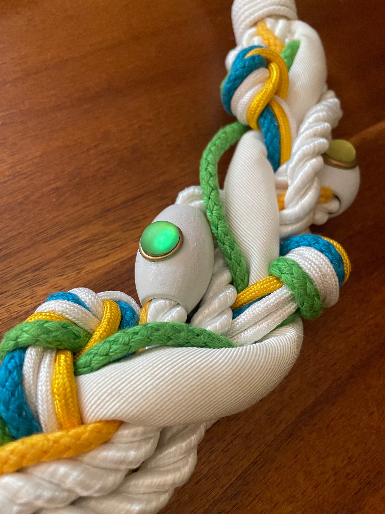 Vintage 80s Rhea White Braided Beaded Belt Green Blue 32" Women M for ...