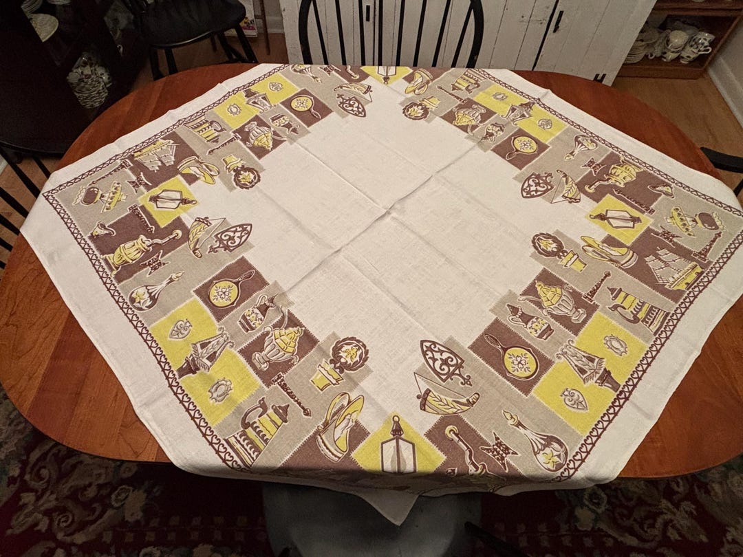 Hardy Craft - Vintage Tablecloth - Kitchen Theme - Etsy