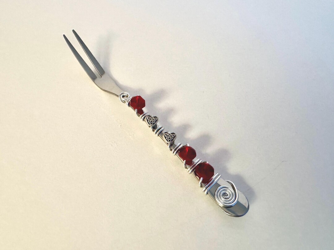 RED Hearts TWO PRONG Cocktail Fork, Appetizer Fork, Table Jewelry ...