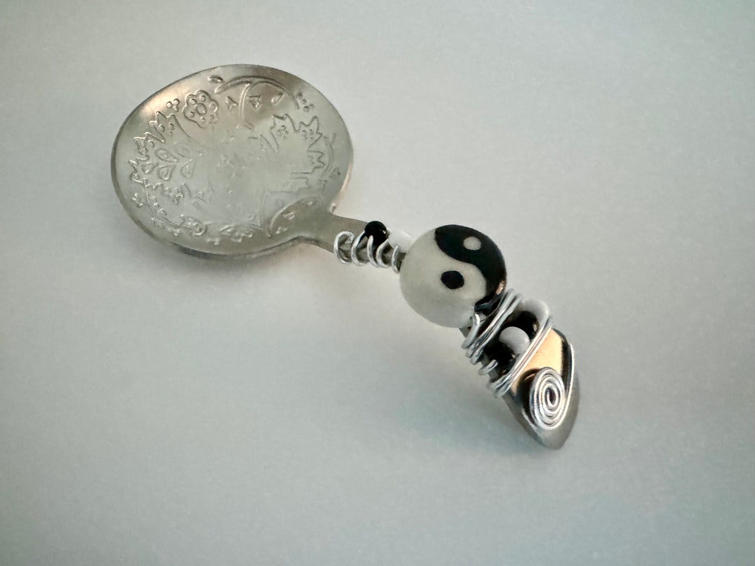Yin Yang Beaded Candy Spoon: Etched Stainless Steel Nut Scoop - Etsy