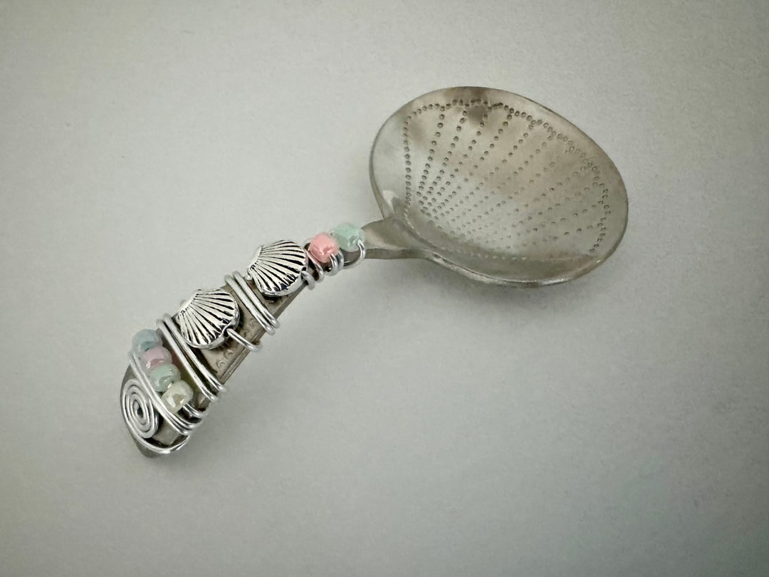 Seashell Candy Or Nut Scoop Candy Spoon Nut Spoon Etched Spoon Beaded Spoon Condiment Spoon