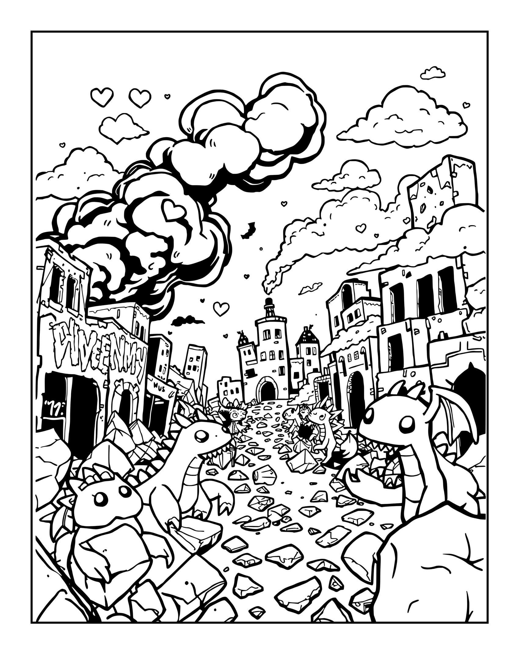 Kawaii Apocalypse Coloring Pages | Creative Art | Unique Gift | Fun for ...