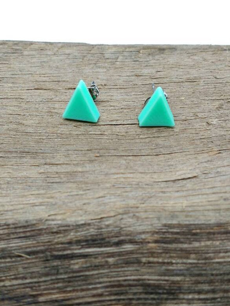 3D Printed Triangle Studs / 3D Printed Studs / Bright Pink - Etsy