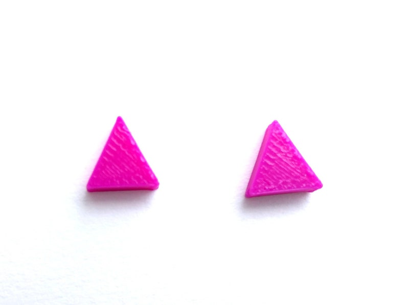 3D Printed Triangle Studs / 3D Printed Studs / Bright Pink - Etsy