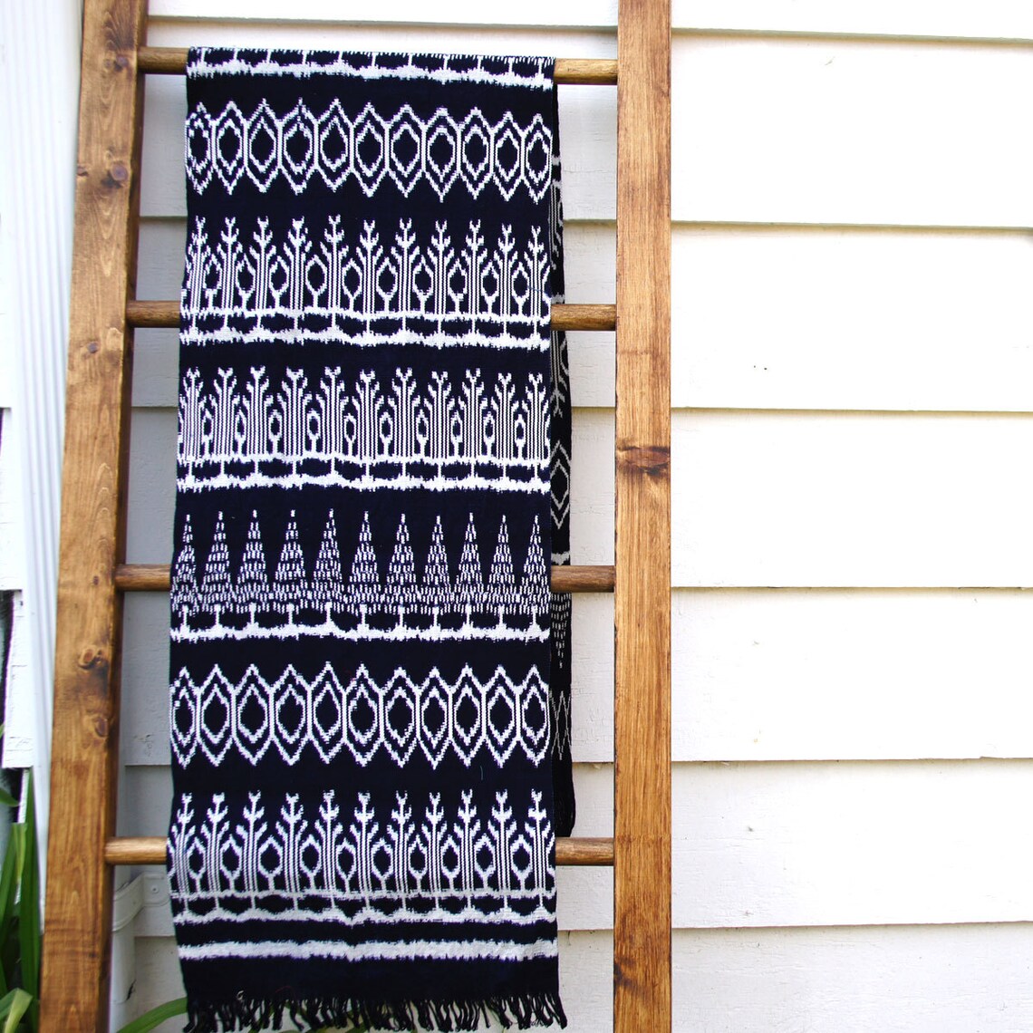 Indigo Guatemalan Fabric by 2.25 Yards, Handwoven From San Juan, White ...