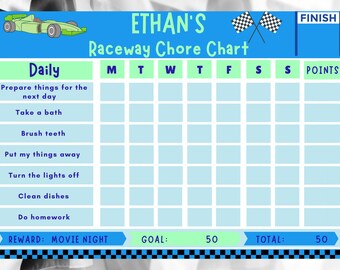 Editable Race Car Reward Chart Race Car Boy Chore Chart Responsibility ...