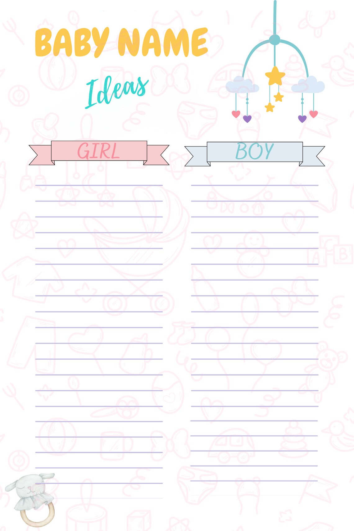 Baby Name Ideas, Baby Shower Name Suggestions, Baby Names, Digital ...