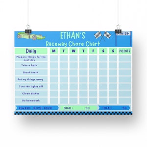 EDITABLE Raceway Reward Chart, Raceway Chore Chart, Behavior Chart ...