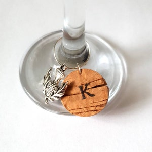 Scottish Thistle Wine Glass Charms Handmade Personalised Cork Charms for Scottish Themed ...