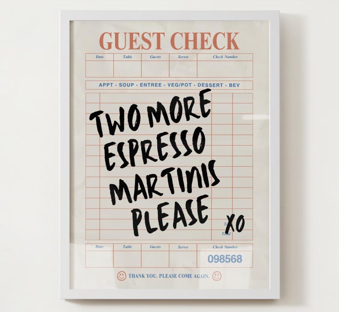 Espresso Martini Guest Check Digital Wall Art - Etsy