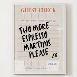 ESPRESSO Martini Guest Check Wall Art - Etsy