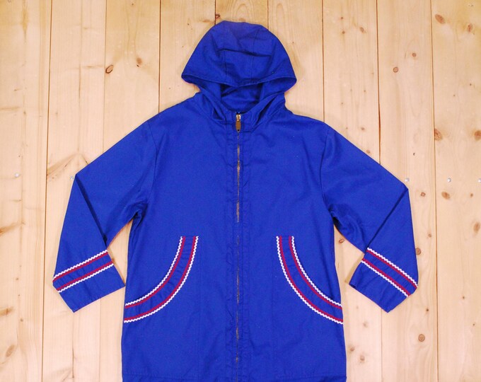 Vintage 1970's Blue Hooded INUIT PARKA / JACKET / Shell / Nylon Parka ...