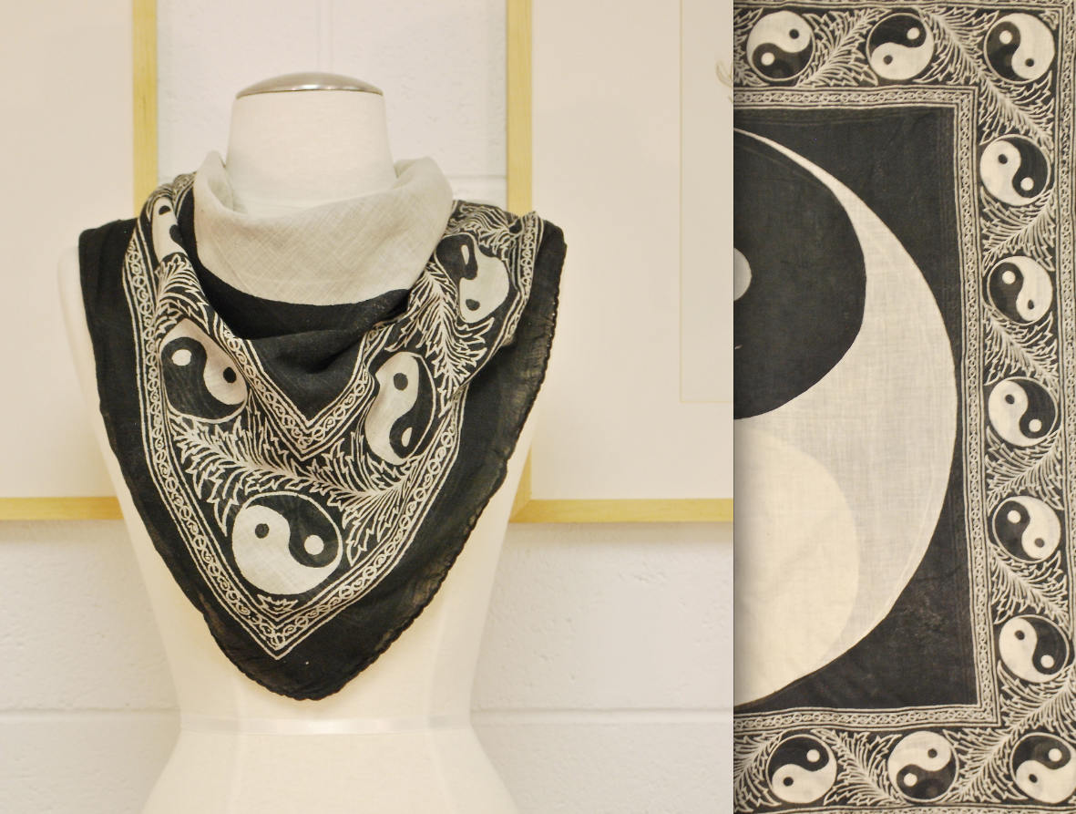 Vintage 1989 DEADSTOCK YIN YANG Scarf / Original / Indian Cotton Gauze ...