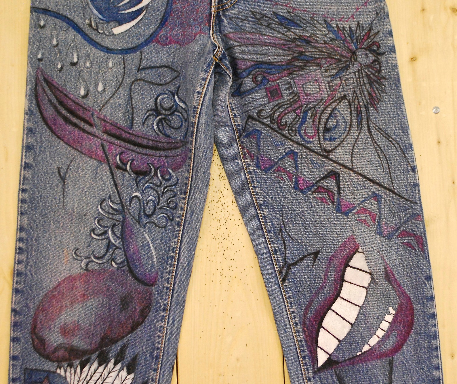 Vintage 1980's LEVIS 501's Custom Graffiti Painted | Etsy