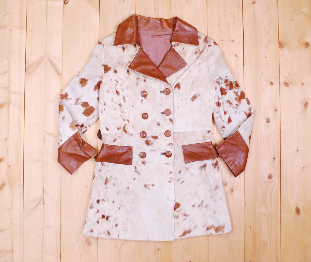 Vintage 1970's HAIR ON HIDE 3/4 Length Leather Jacket / Cow Hide ...