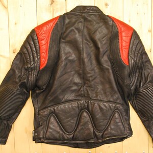 Vintage 1980's Black and Red Leather Motorcycle Jacket / Cafe Racer ...