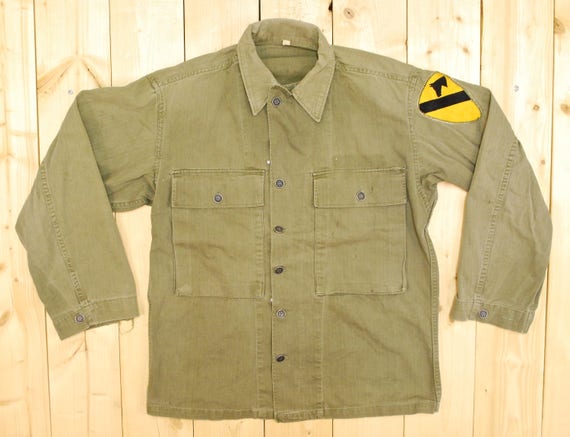 Vintage 1940's WW2 US Army HBT Olive Combat Fatigue S… - Gem