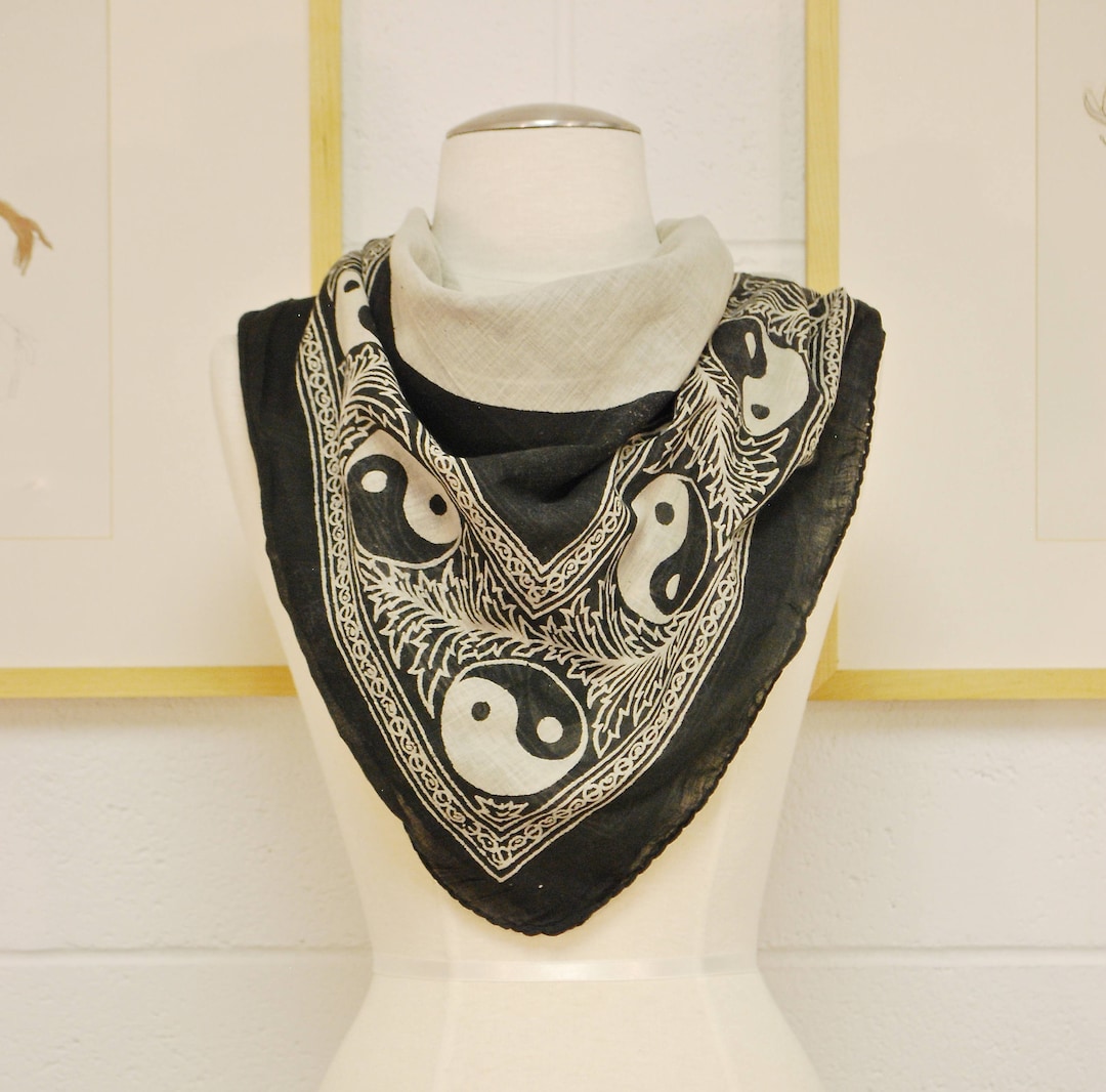 Vintage 1989 DEADSTOCK YIN YANG Scarf / Original / Indian Cotton Gauze ...