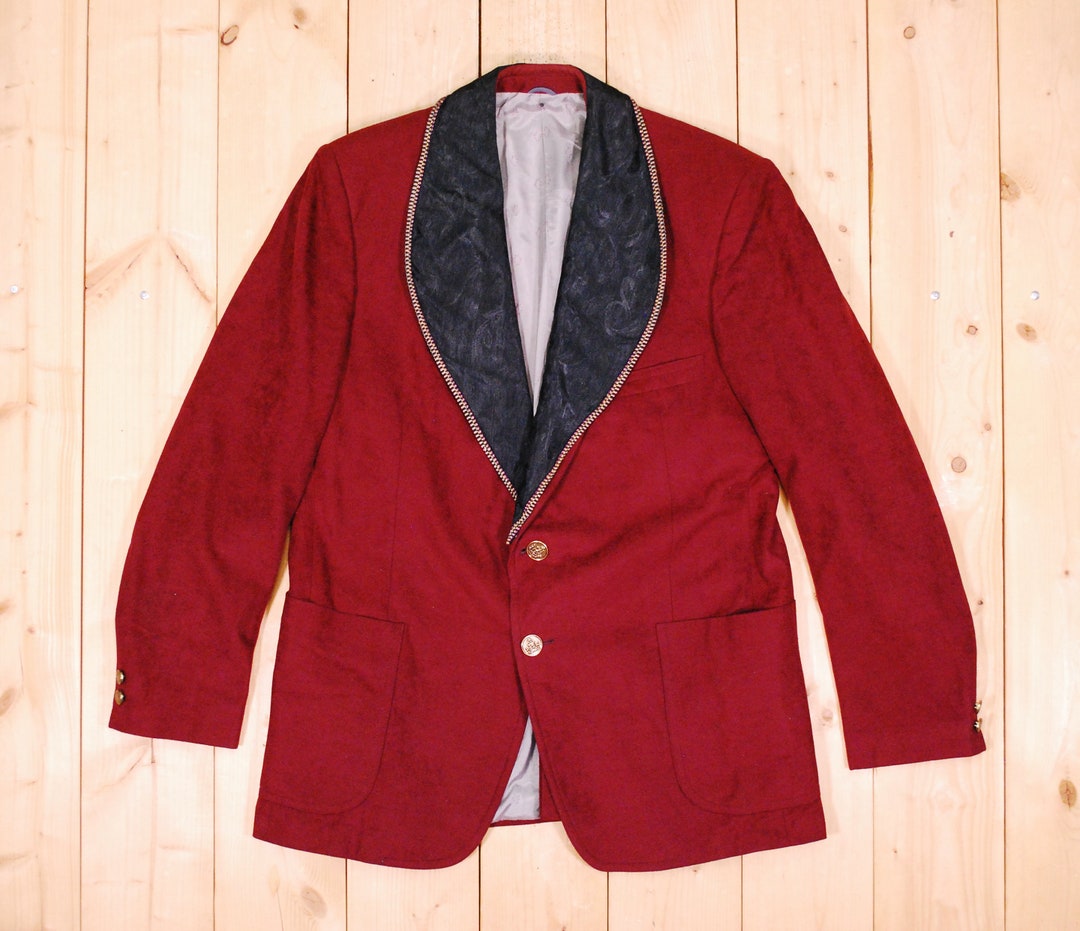 Vintage 1970's HENLEY by Tip Top Burgundy Faux Suede Smoking Jacket ...