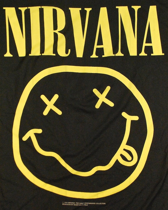 Vintage 1995 NIRVANA "Smiley Face" Tour Nylon Satin B… - Gem