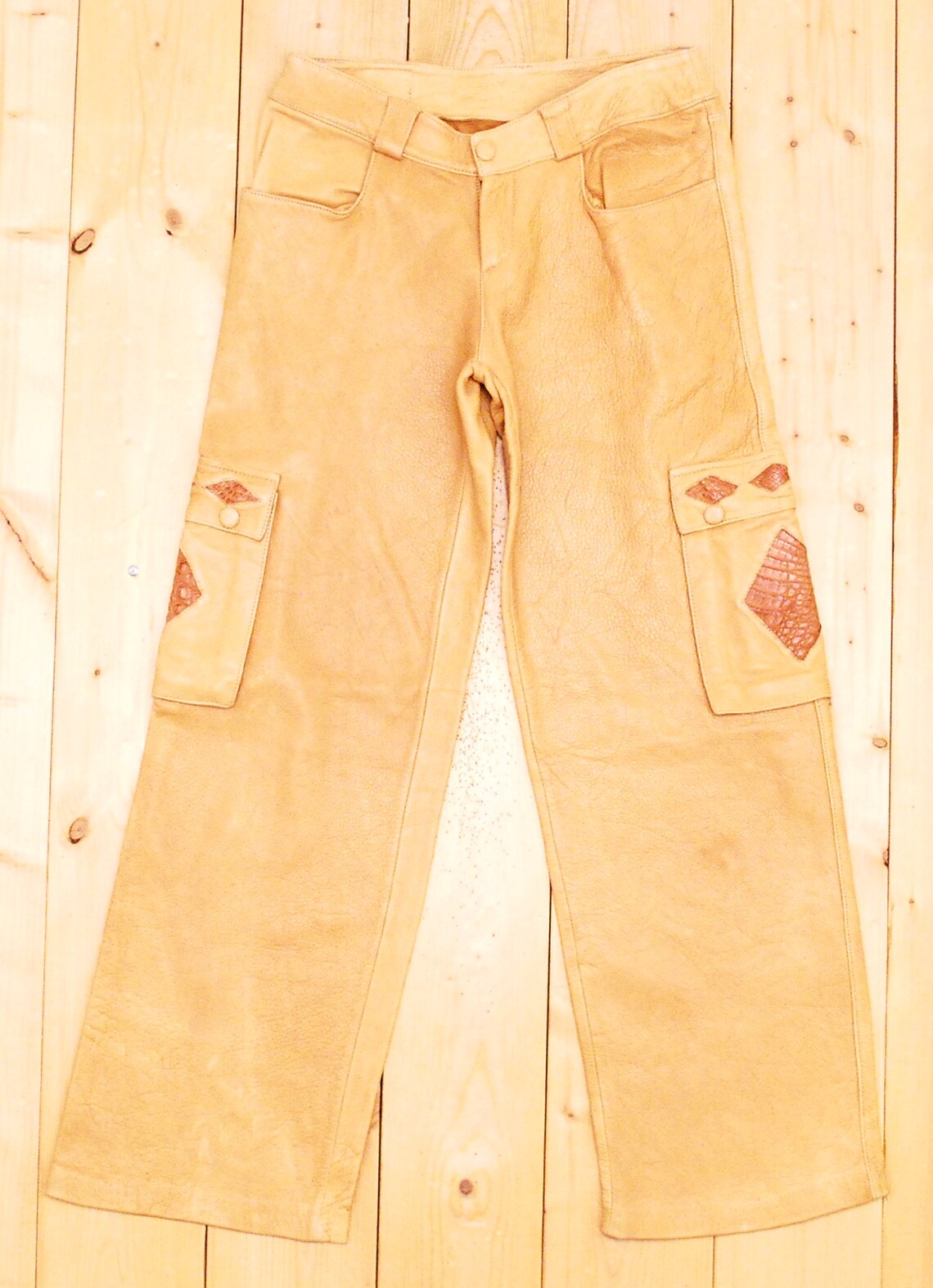Vintage 1970's Tan Leather Pants With Alligator Pocket - Etsy
