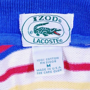 Vintage 1980's/90's White Striped IZOD LACOSTE Tennis Tail Polo Shirt ...