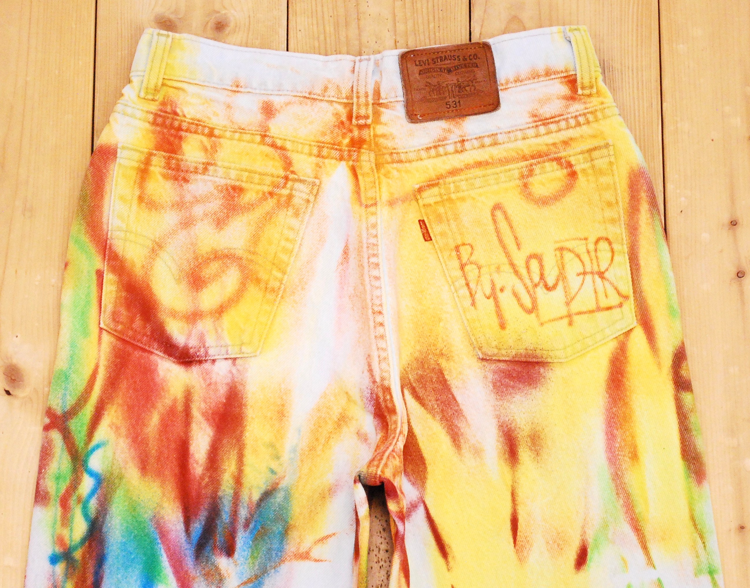 Vintage 1970's/80's LEVIS 531 Graffiti Painted Denim - Etsy Canada