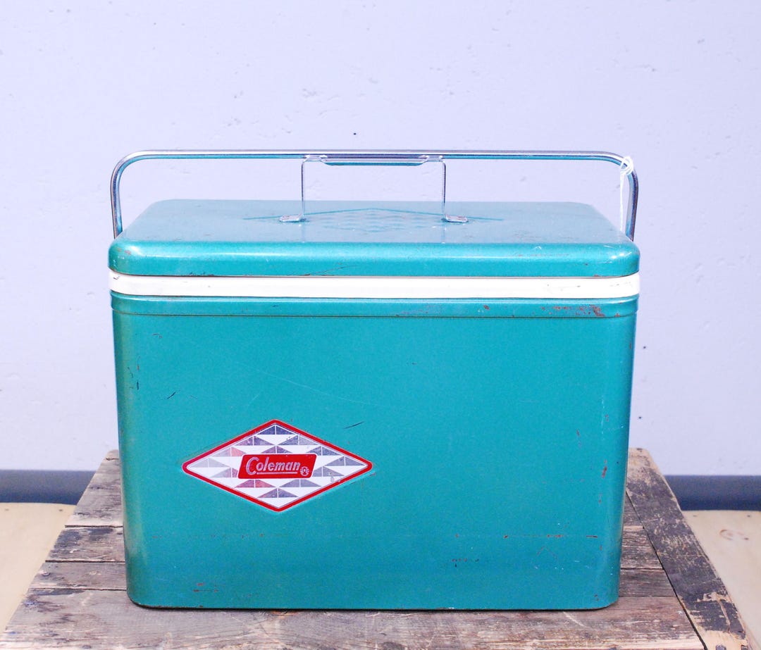 Vintage 1950's/60's COLEMAN Metal Green Diamond Snowlite Cooler / Retro ...