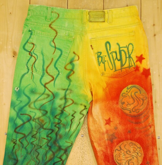 Vintage 1970's/80's LEVIS Graffiti Painted Denim Jean… - Gem