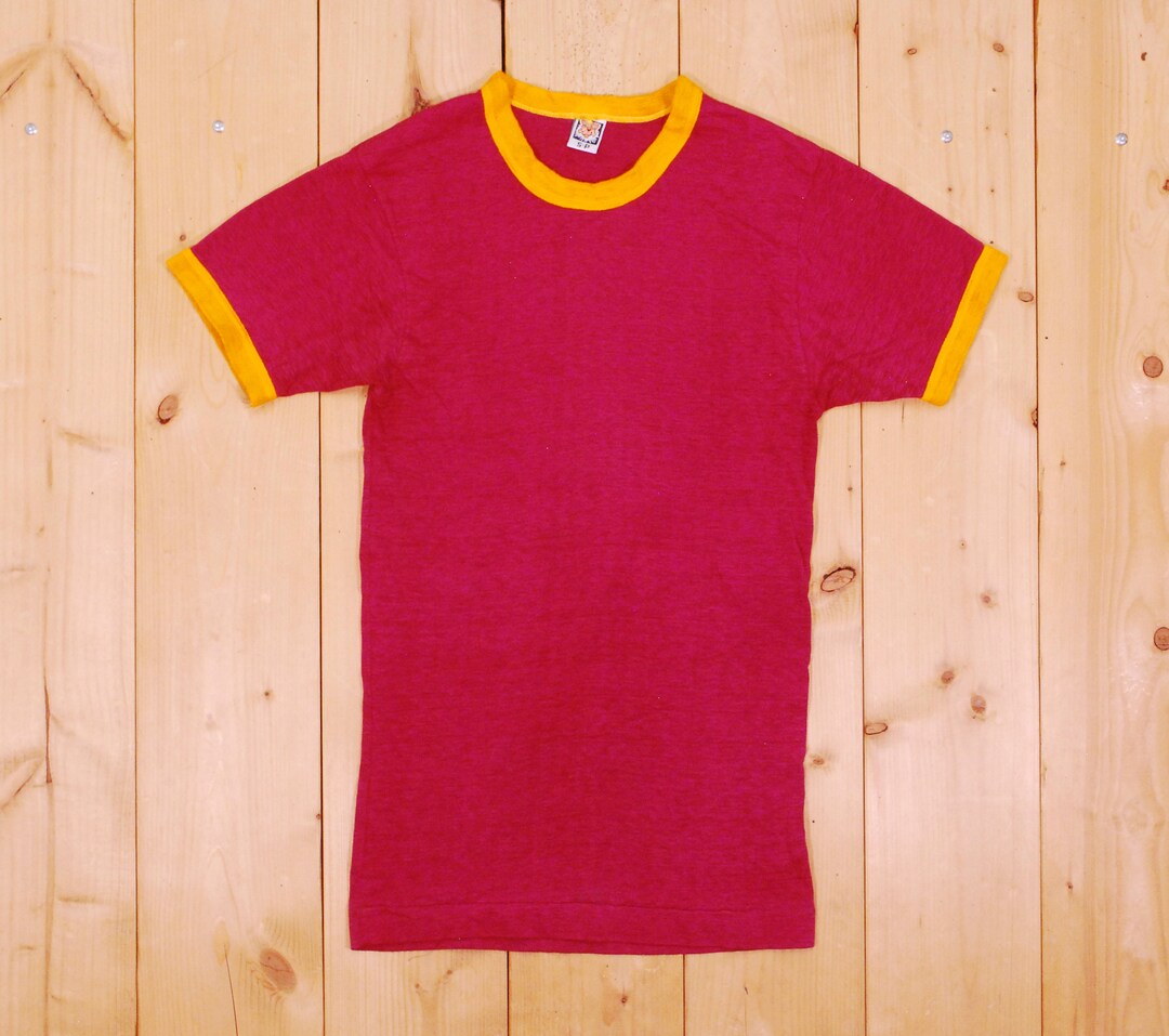Vintage 1960's/70's Maroon TIGER BRAND Ringer T-shirt / Retro ...