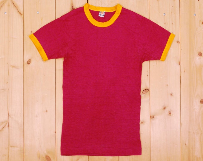 Vintage 1960's/70's Maroon TIGER BRAND Ringer T-shirt / Retro ...