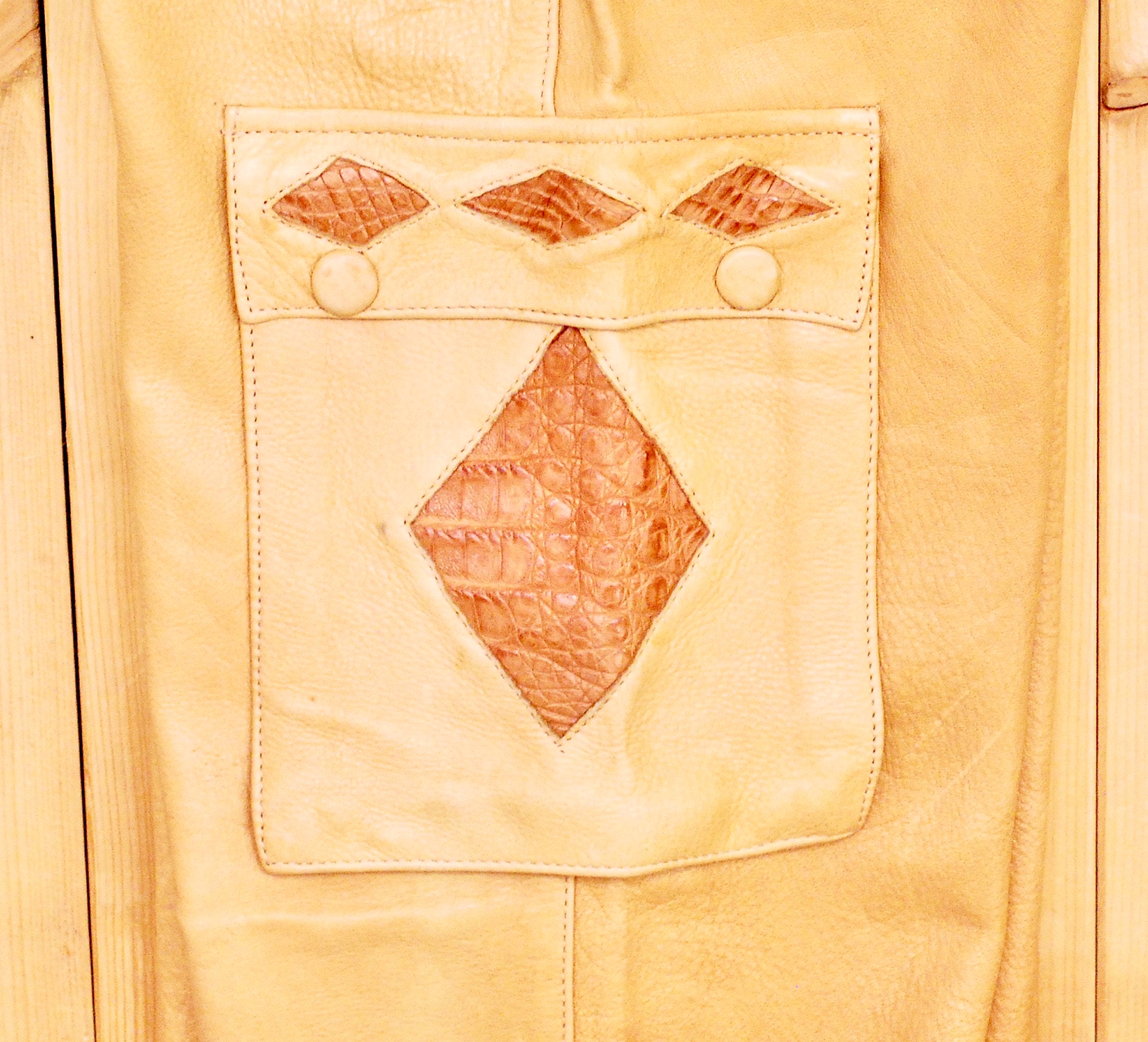 Vintage 1970's Tan Leather Pants With Alligator Pocket Accents / Durham ...