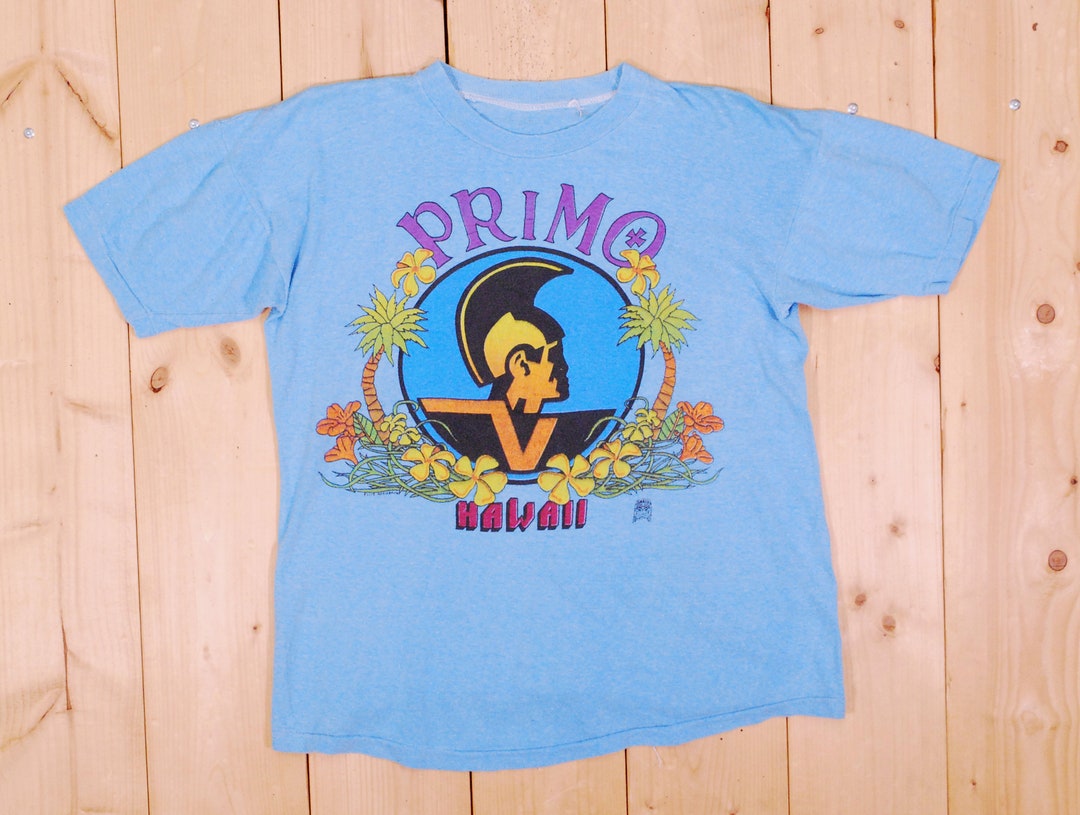 Vintage 1970's Blue PRIMO HAWAII Hawaiian T-shirt / Retro Collectable ...