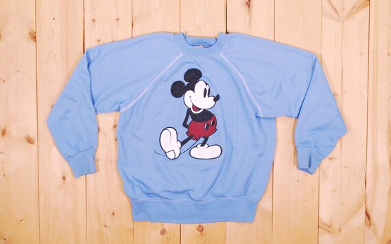 Vintage 1970's/80's MICKEY MOUSE Powder Blue Sweatshi… - Gem