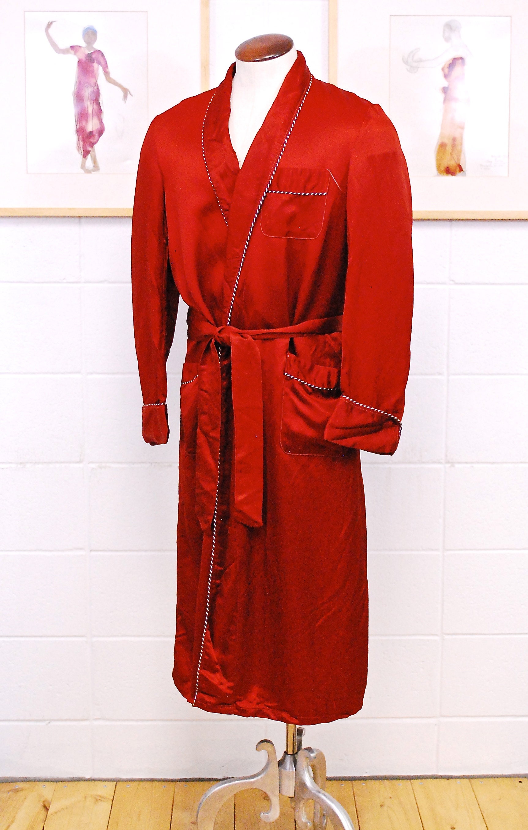 Vintage 1930's/40's Red Men's Robe / Smoking - Etsy