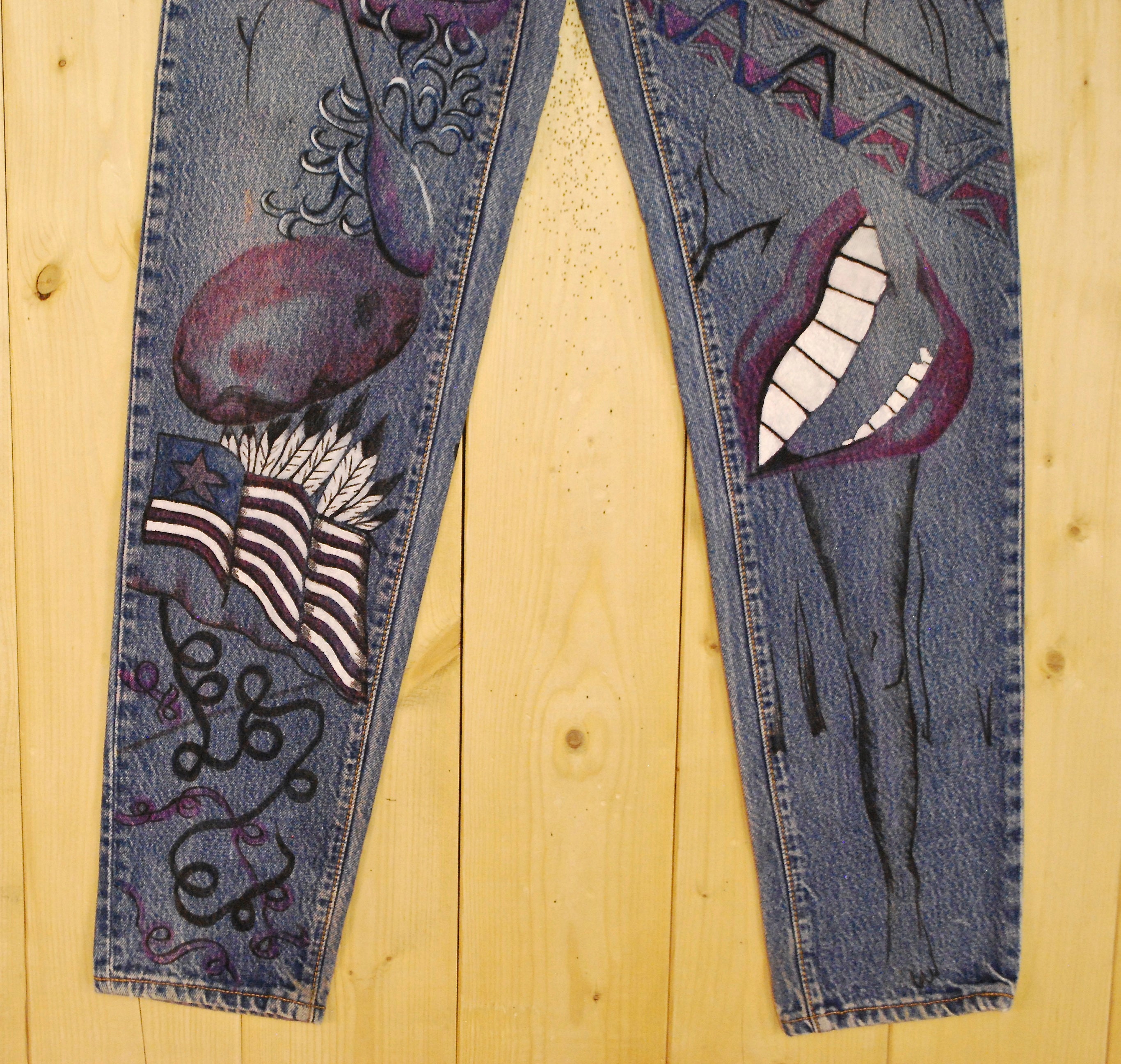Vintage 1980's LEVIS 501's Custom Graffiti Painted - Etsy Canada