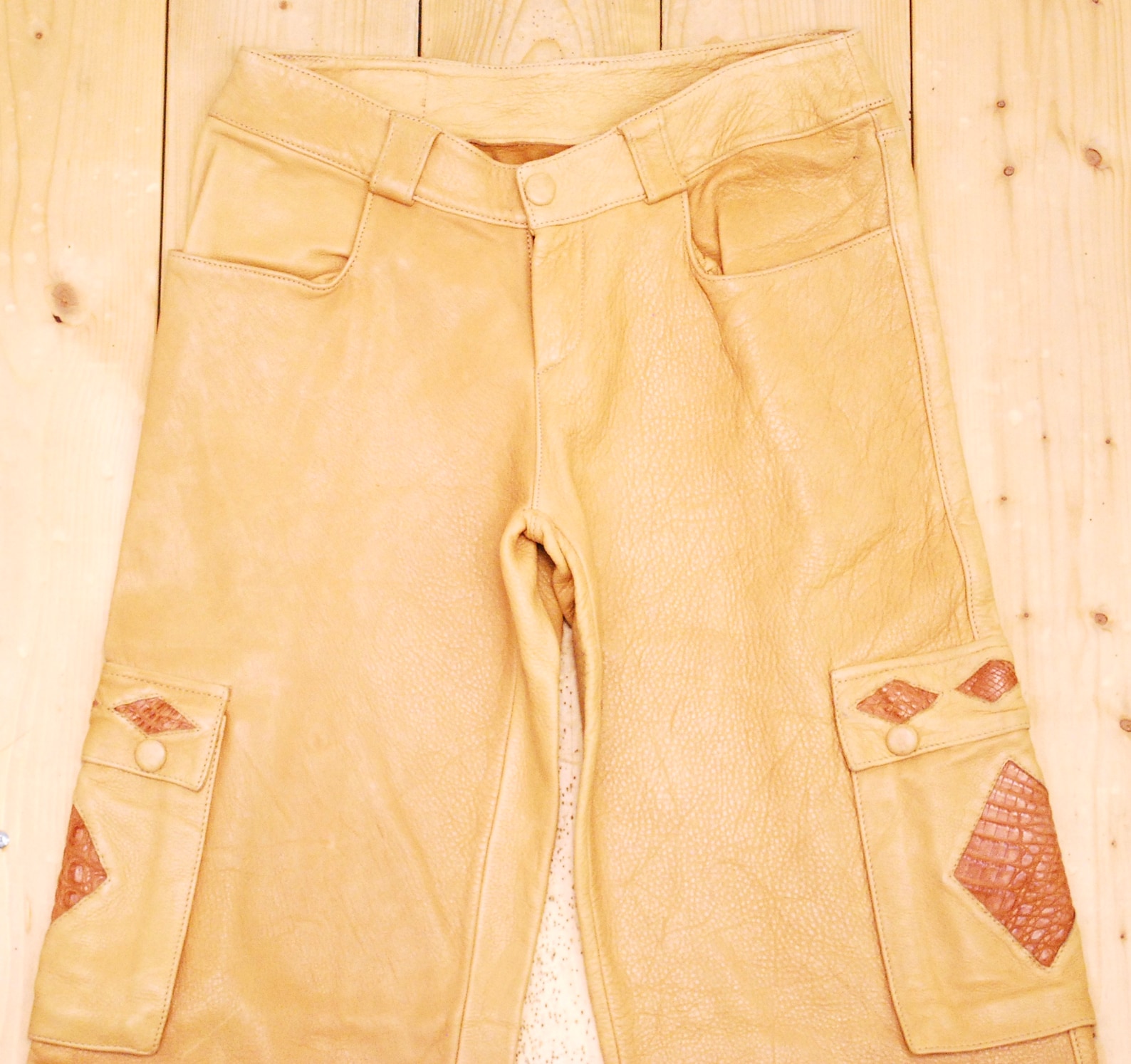 Vintage 1970's Tan Leather Pants With Alligator Pocket Accents / Durham ...