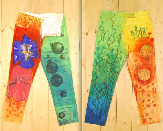 Vintage 1970's/80's LEVIS Graffiti Painted Denim Jean… - Gem