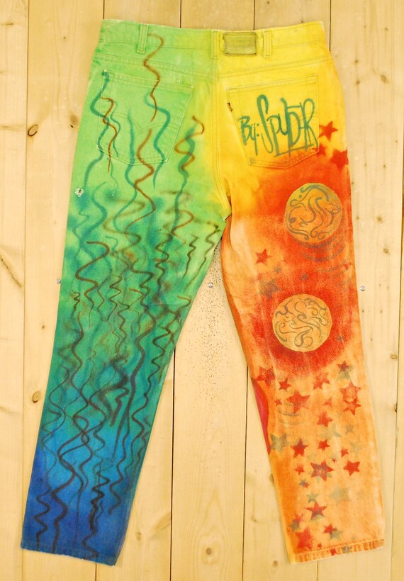 Vintage 1970's/80's LEVIS Graffiti Painted Denim Jean… - Gem