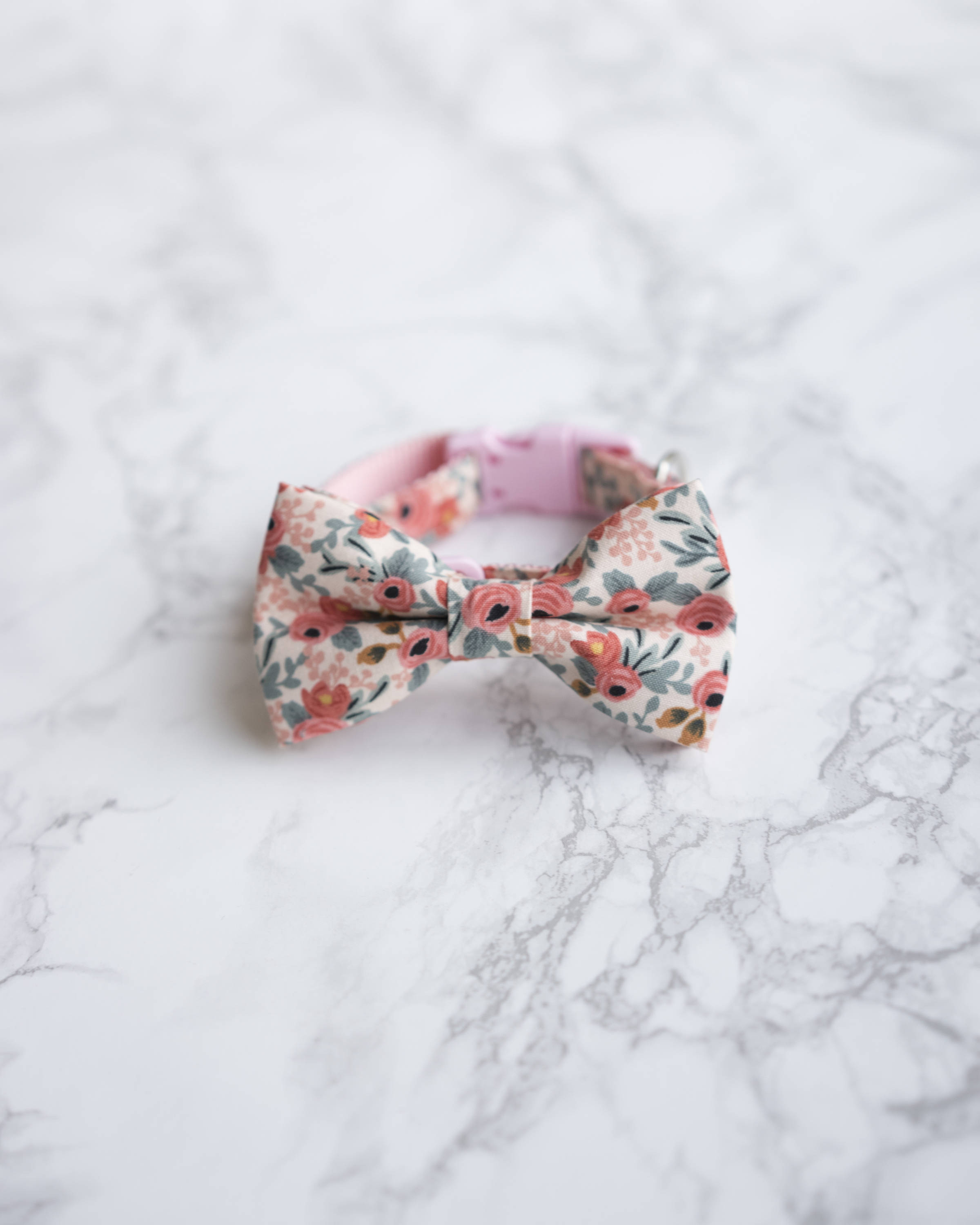 Girly Bow Dog Collar Set Rifle Paper Co Pink Floral Dog | Etsy
