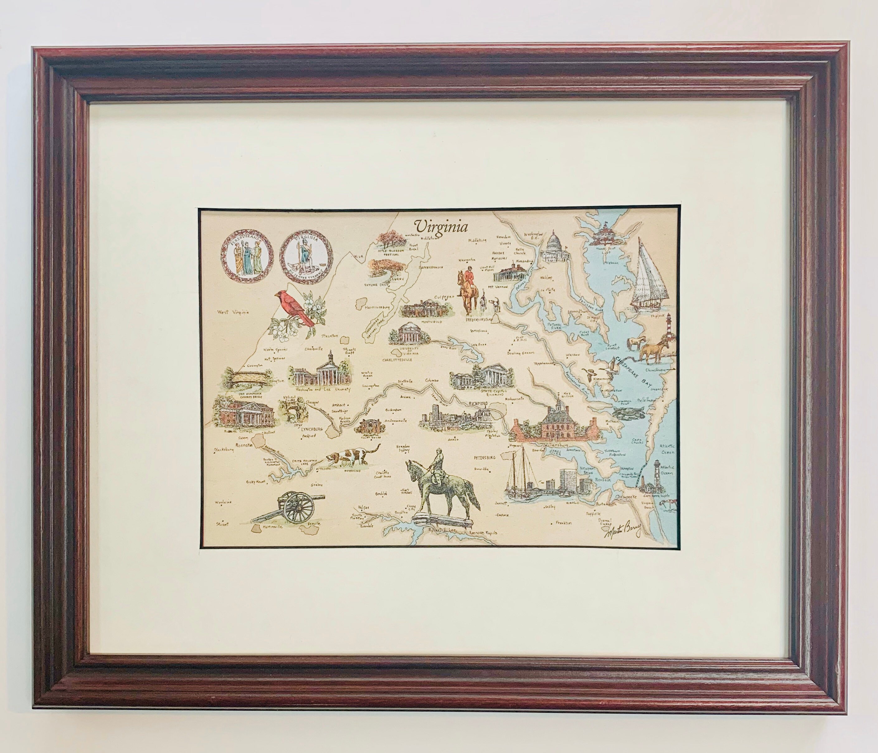 Virginia Map , by Artist Martin Barry - Etsy
