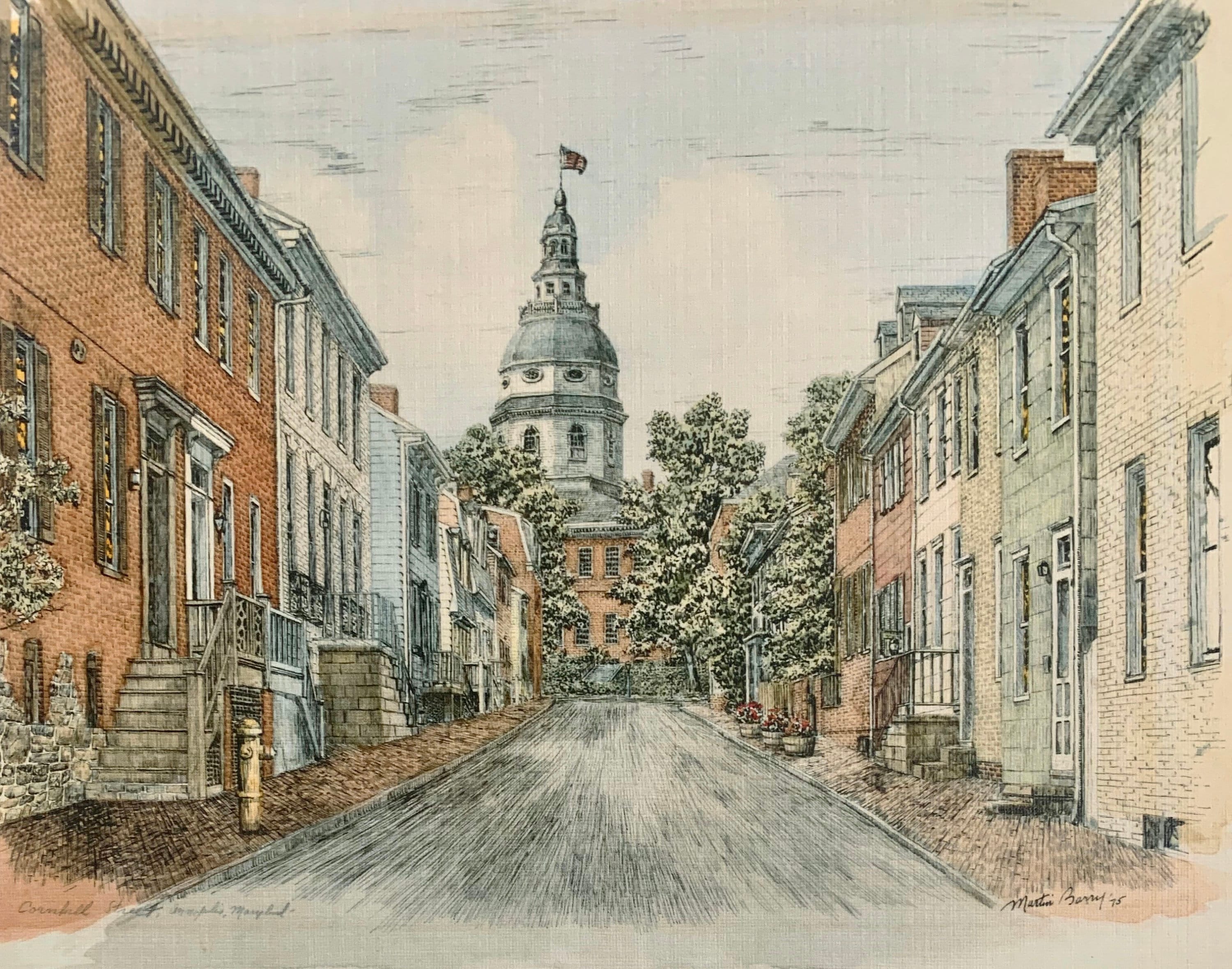 Cornhill St Annapolis Md. Pen and Ink Watercolor by Artist | Etsy