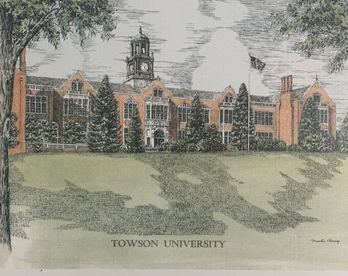 Towson University Stevens Hall Pen and Ink Watercolor by - Etsy