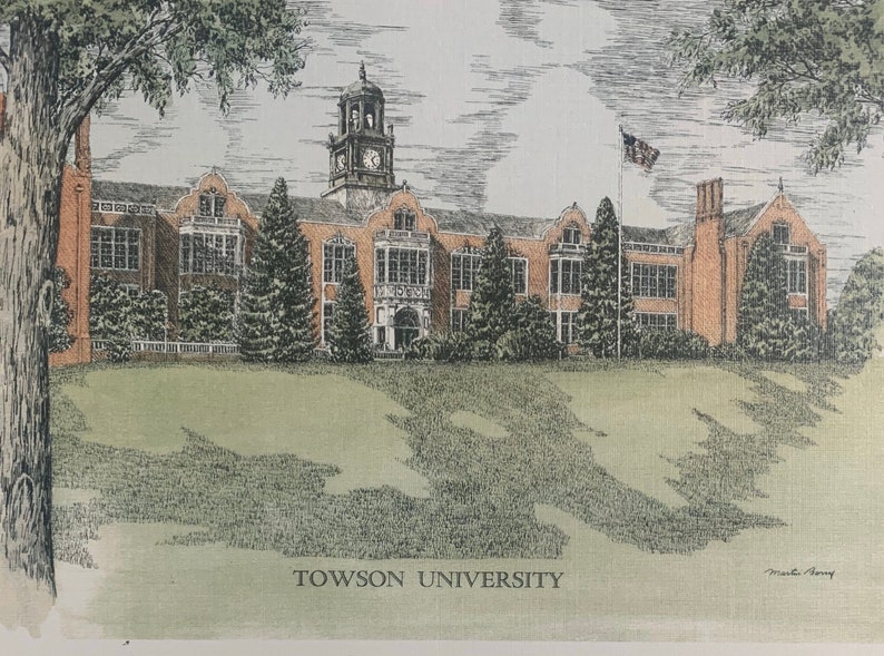 Towson University Stevens Hall Pen and Ink Watercolor by - Etsy