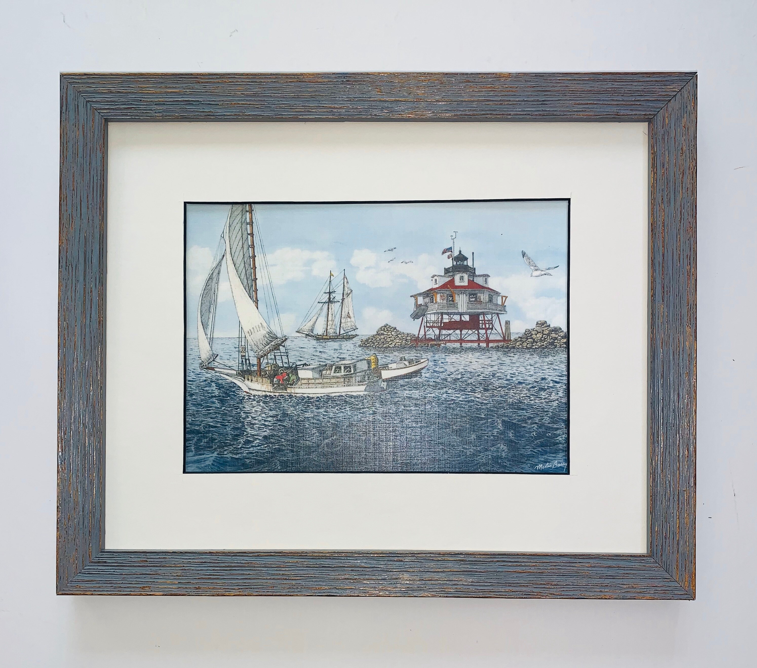 Thomas Point Lighthouse Ll Pen and Ink Watercolor Print by - Etsy