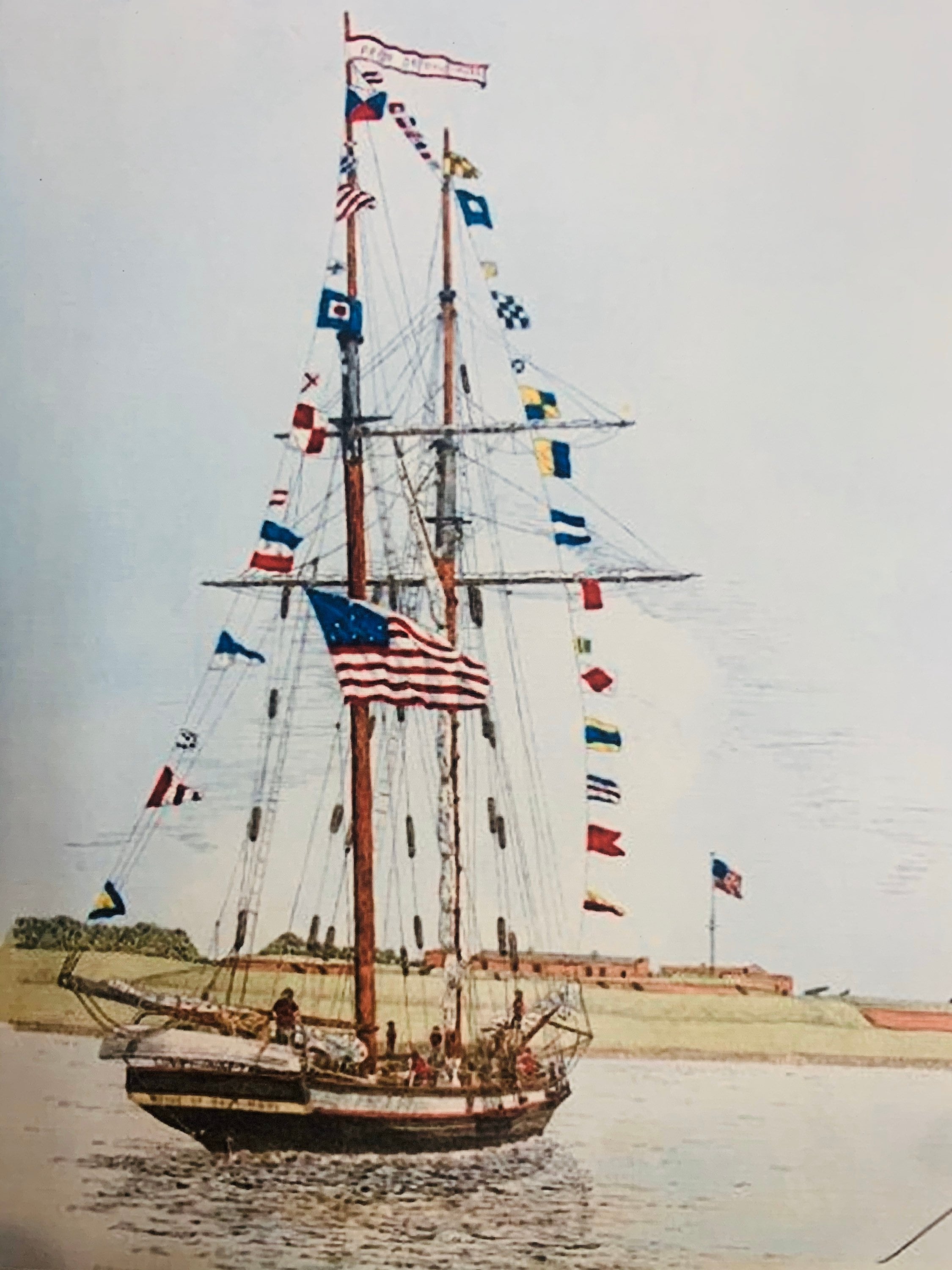 Pride of Baltimore , Clipper Ship, Pen and Ink Watercolor Print by Well ...