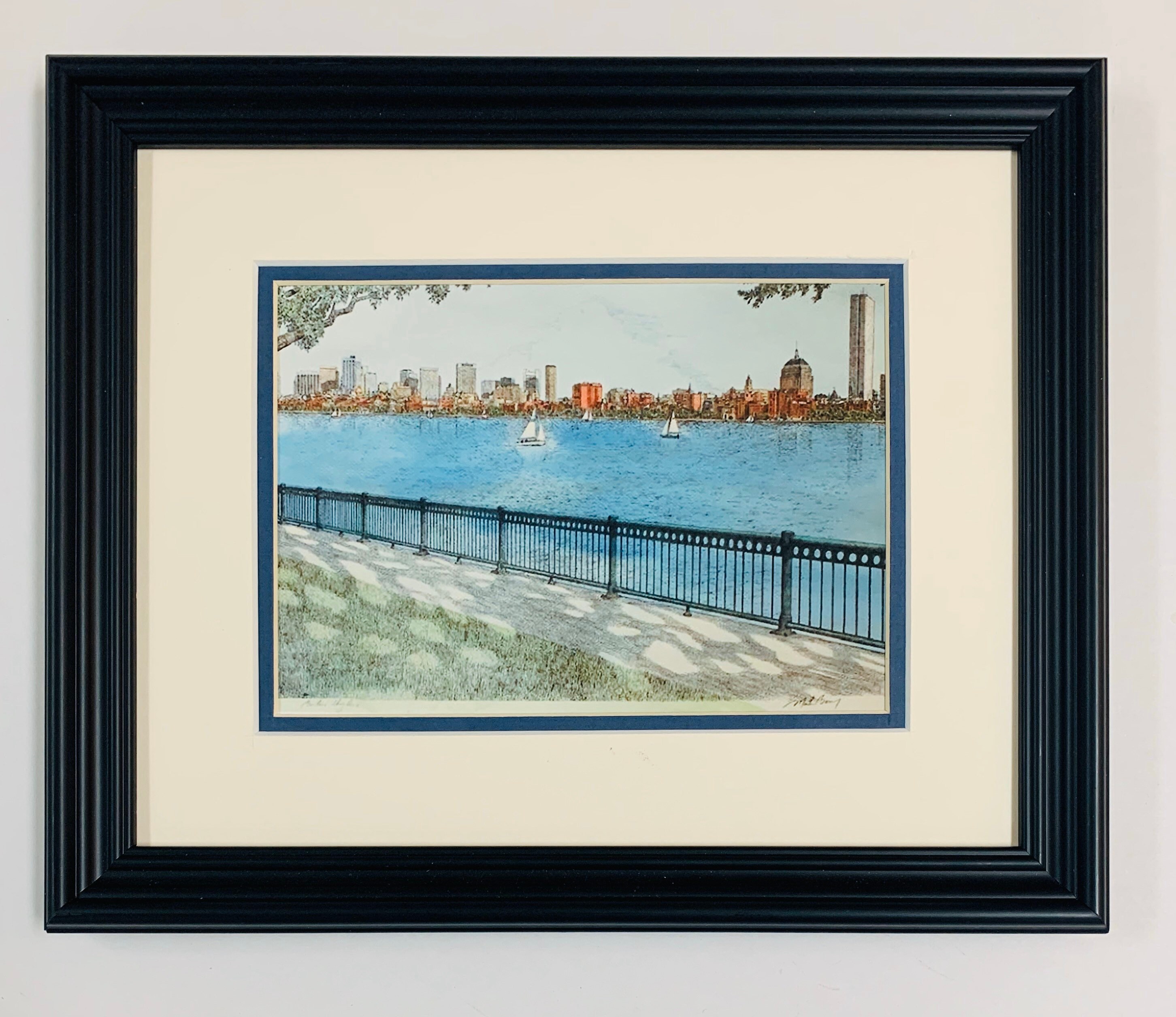 Boston Skyline Pen and Ink Watercolor Print by Well Known - Etsy