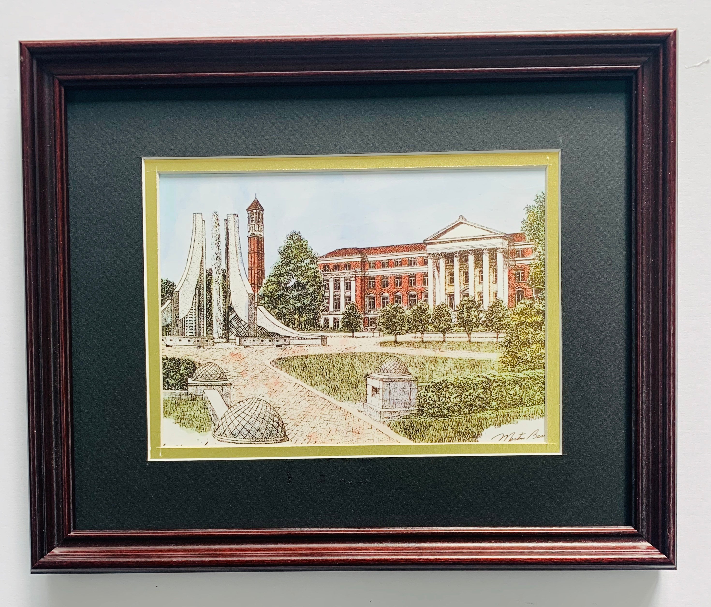 Purdue University , a Pen and Ink Watercolor by Well Know Artist Martin ...
