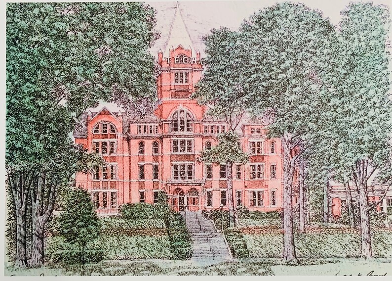 Georgia Tech University Pen and Ink Watercolor Print by Well | Etsy